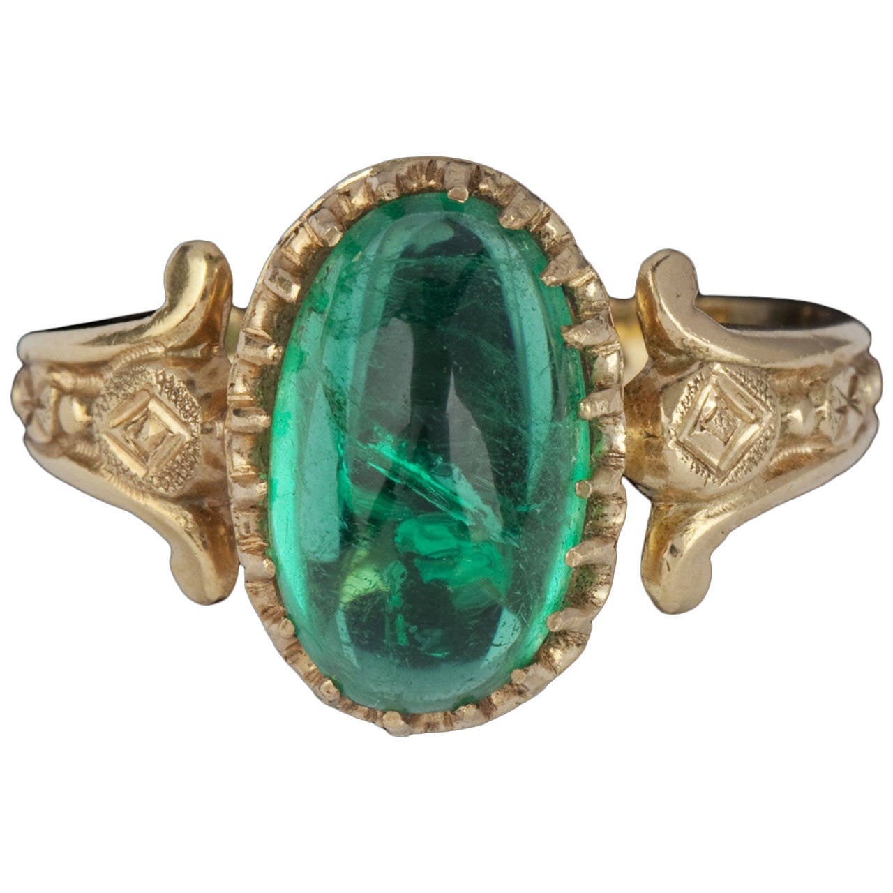 Emerald and Gold Ring, Napoleon III Period For Sale at 1stDibs