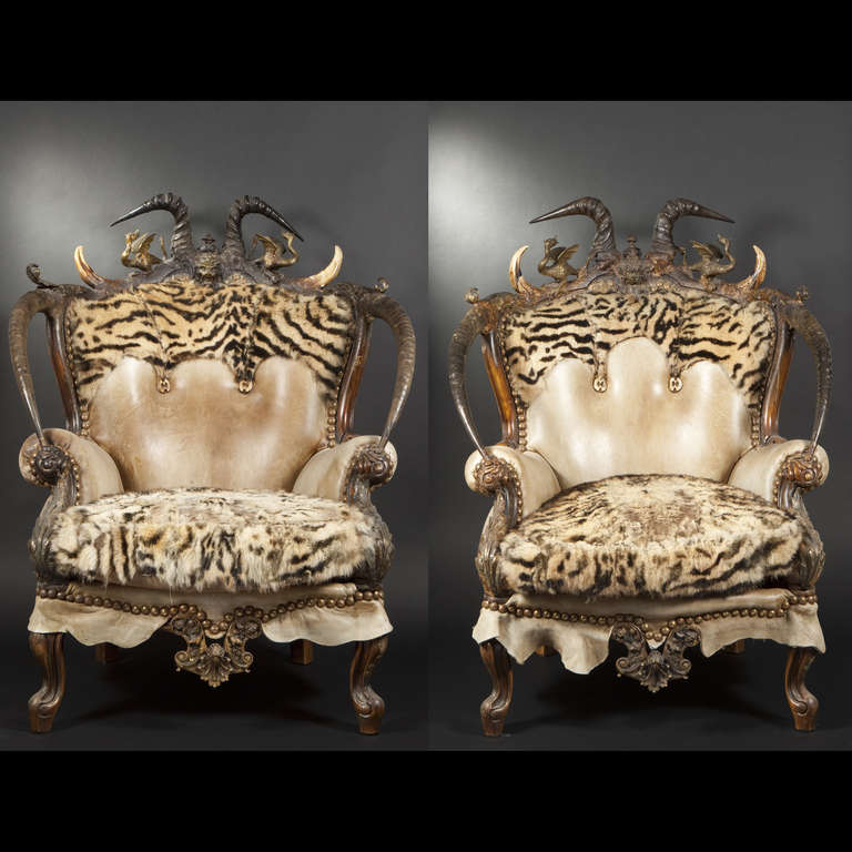 Michel Haillard Pair of Caligula Throne-Armchairs at 1stDibs
