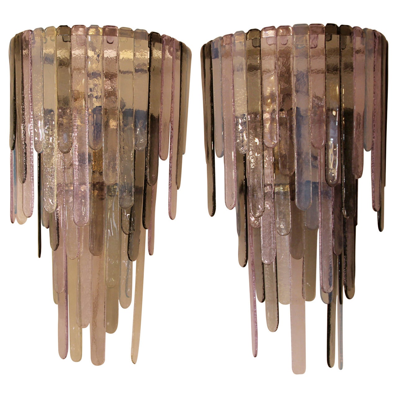 Leucos Set of Four Sconces in Glass and Golden Brass, circa 2000 Italy ...