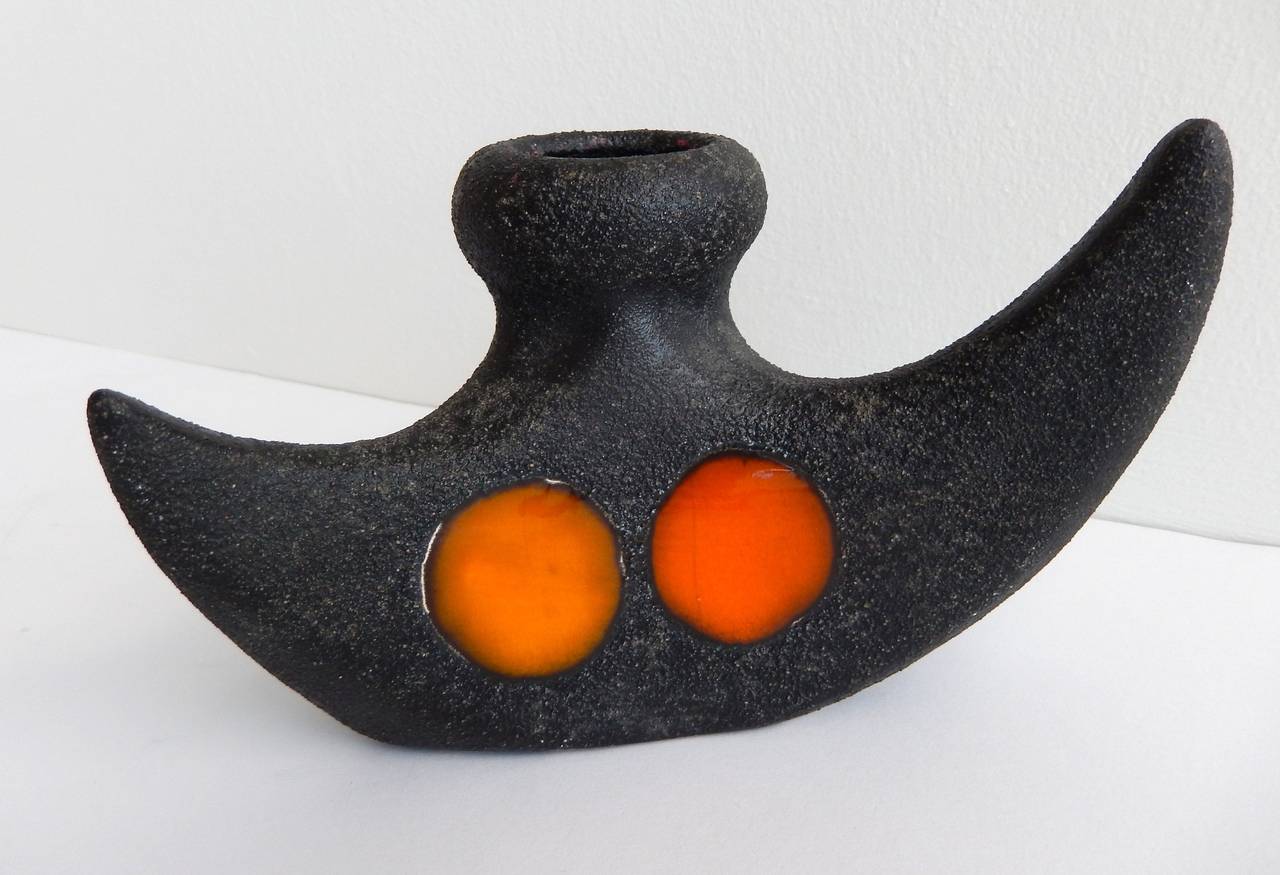 Gilbert Valentin Mid-Century French Ceramic Candlestick, Vallauris at ...