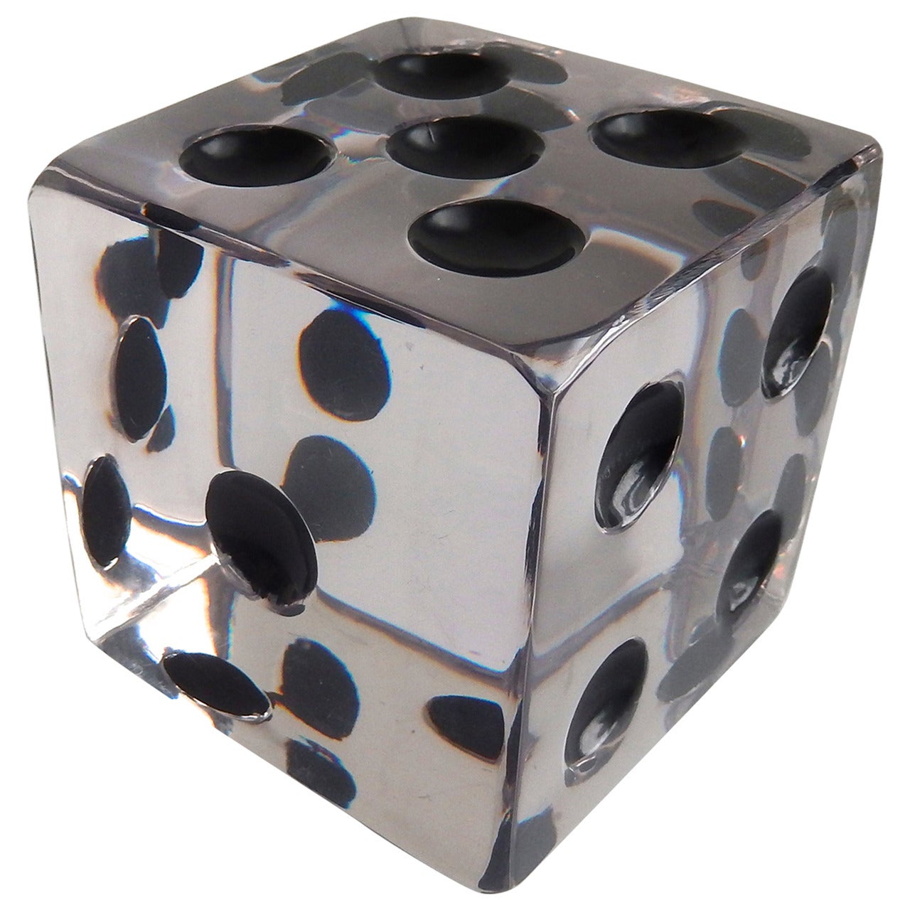 1960s Oversized Acrylic Dice Paperweight at 1stDibs