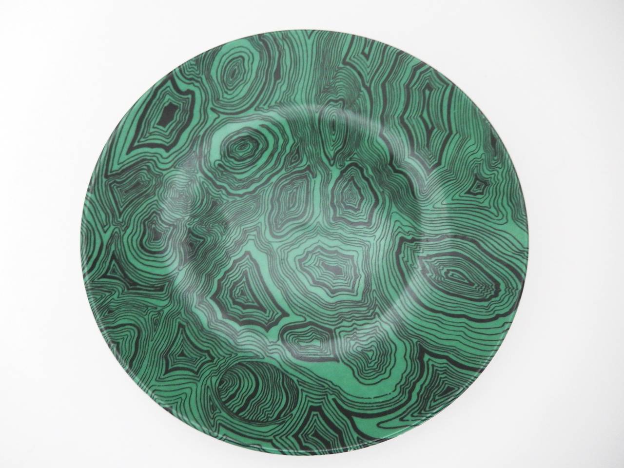 1950s Piero Fornasetti Faux Malachite Plate at 1stDibs