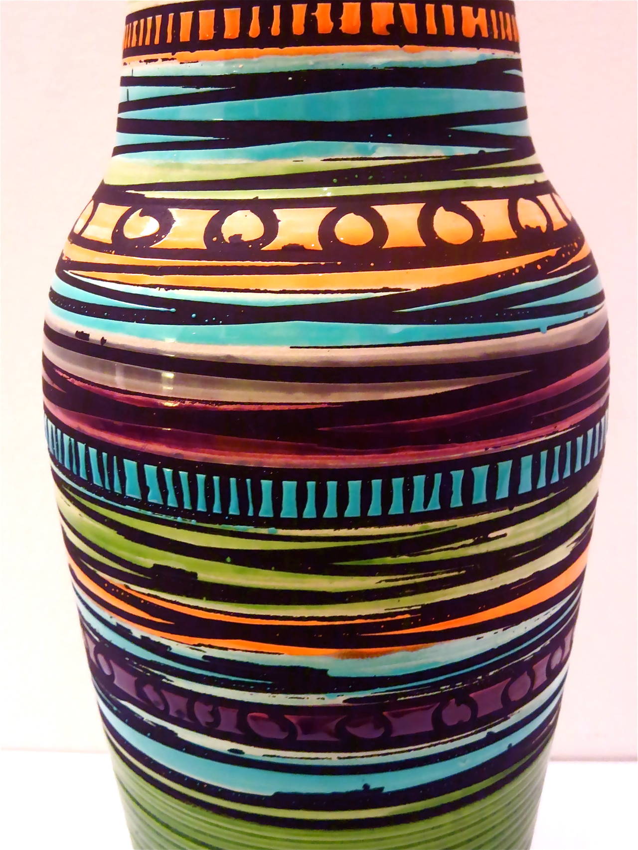 1950s Italian Ceramic, Hand-Painted Rall Lamp Base Imported by Raymor ...