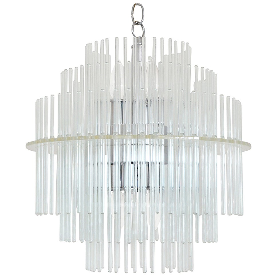 Mid Century Glass Rod Chandelier by Lightolier at 1stDibs