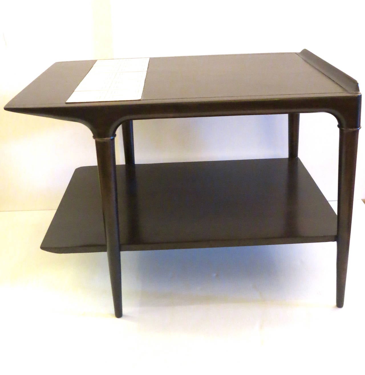 Mid-Century Wedge Edge Cocktail Table with Inlaid Tile at 1stDibs