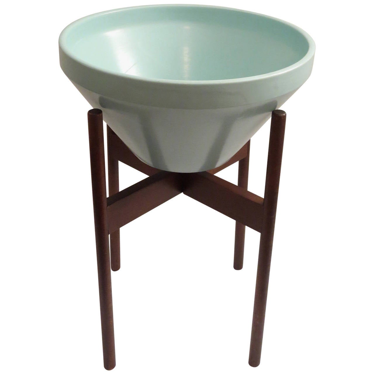 1950s Architectural Rare Cone Shaped Bauer Ceramic Planter and Stand at ...