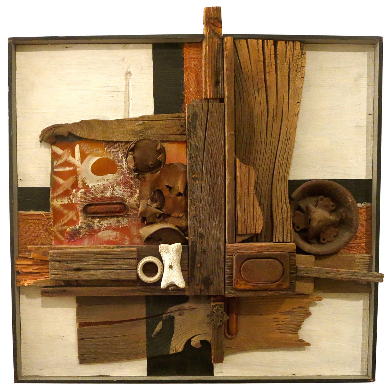 1960s Mix Media Assemblage Wall Relief by San Diego Artist Dennis Davis ...