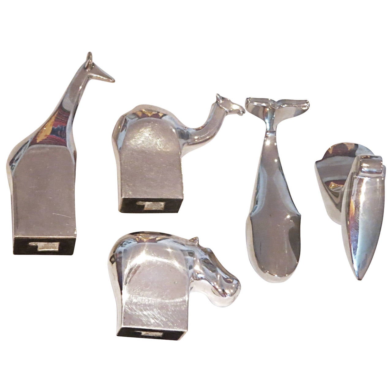 1970s Rare Set of Five Dansk Animals Paperweights Silver Plated by ...