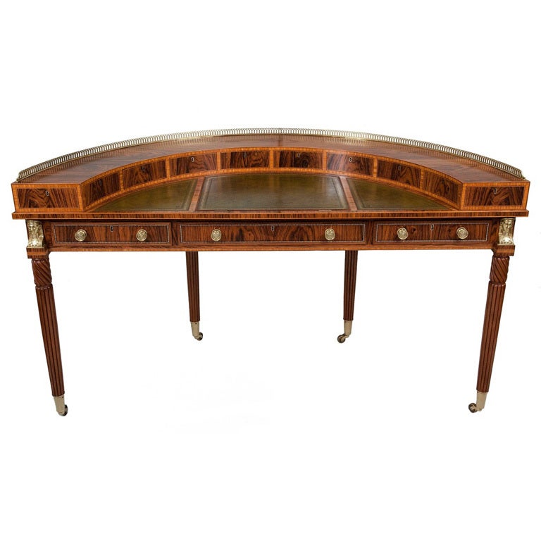 Exquisite Empire Style Demi Lune Coromandel Desk at 1stDibs