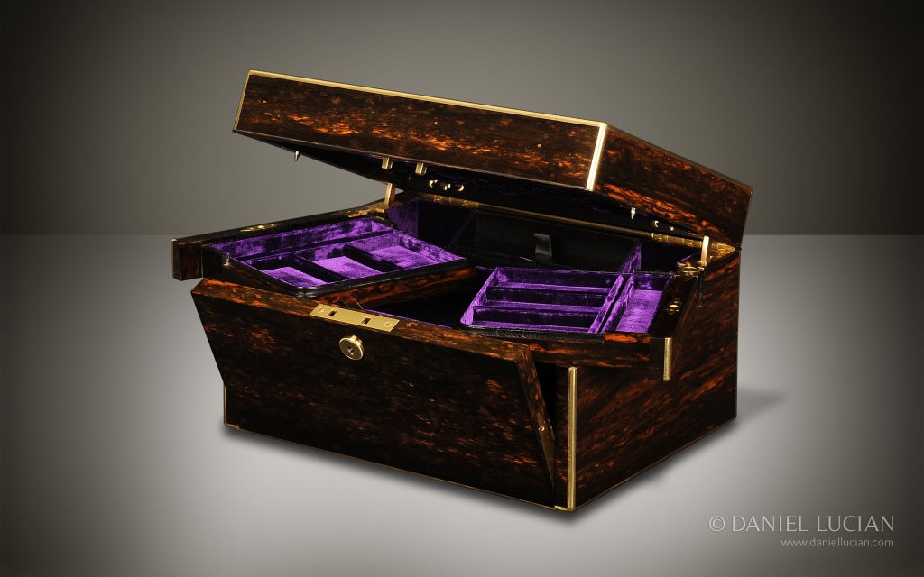 Antique Jewelry Box in Coromandel with Betjemann Mechanism For Sale at ...
