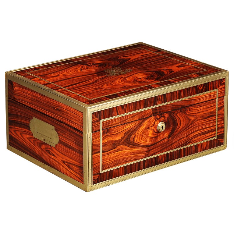 Antique Box in Kingwood with Brass Edging For Sale at 1stDibs