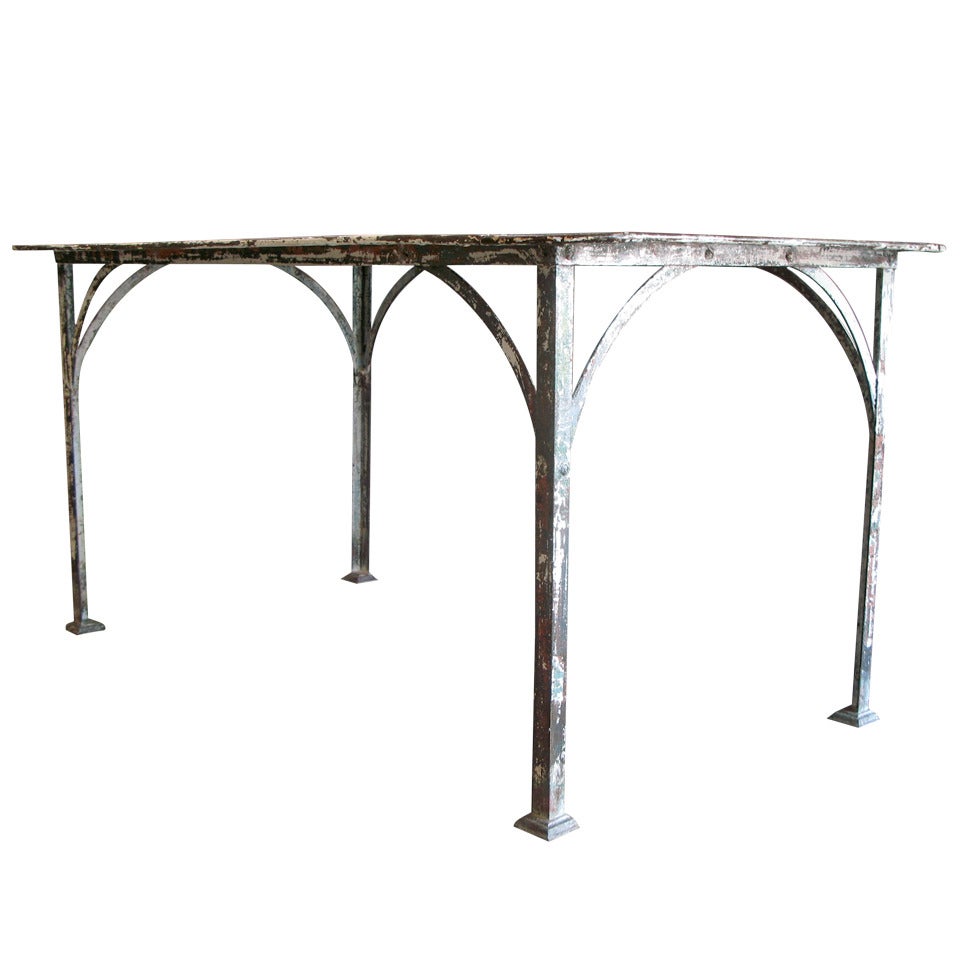 Large Rectangular French Patinated Iron Table at 1stDibs
