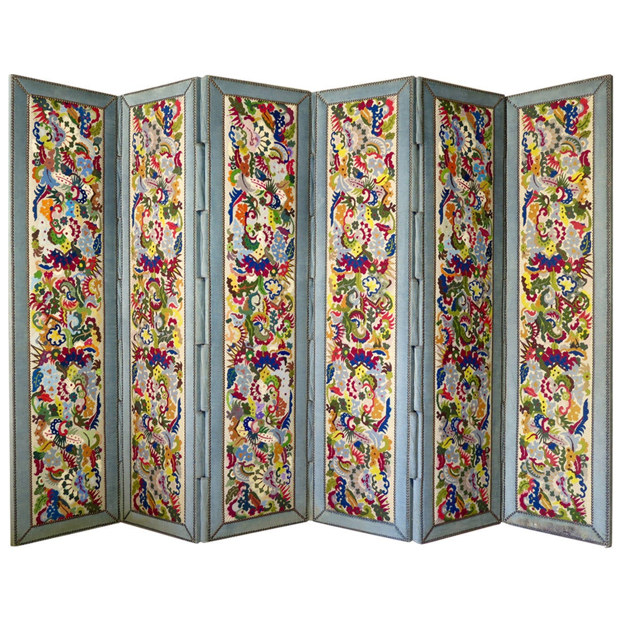 French Art Deco 3-Fold Gilt Screen with Upholstered Panels For Sale at ...