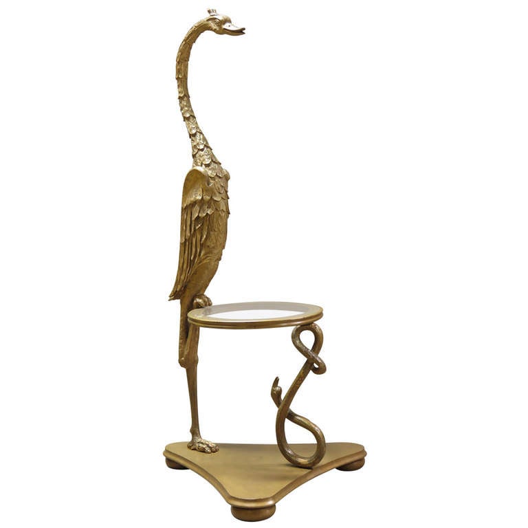 Unusual Bird and Serpent Side Table, ca. 1950s at 1stDibs