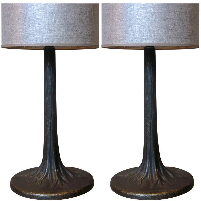 Pair of Bronze Tree Shaped Lamps at 1stDibs
