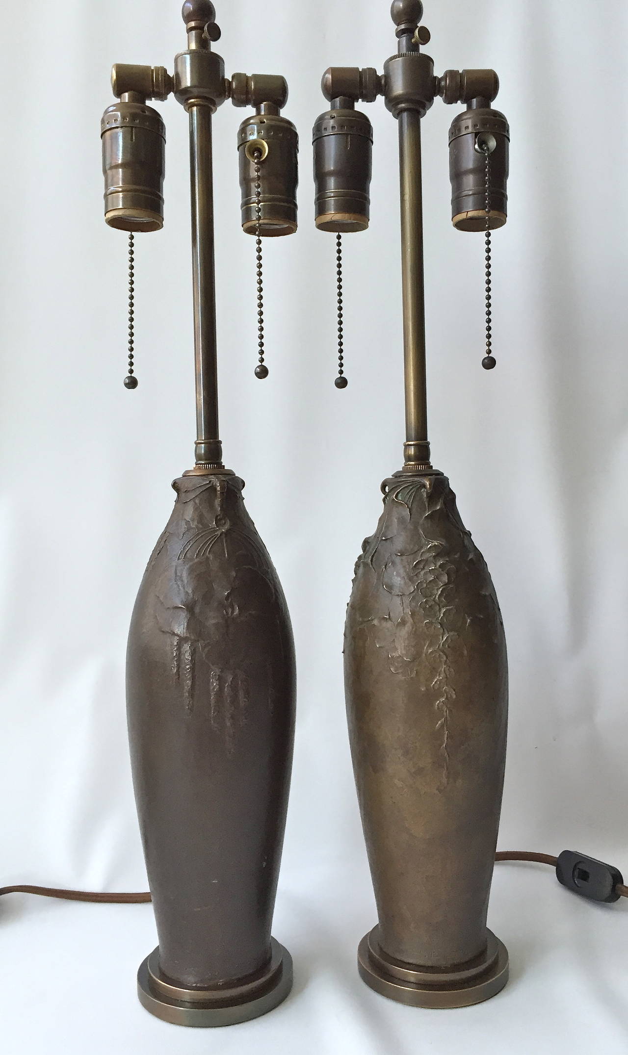 Almost a Pair of Bronze Lamps by Hugo Elmquist, circa 1900 at 1stDibs