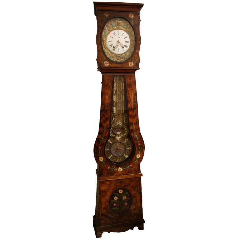 Antique Swiss Painted Grandfather Clock at 1stDibs