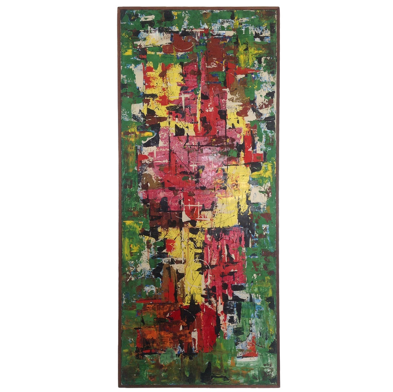 Stunning Colorful 1960s Abstract Oil on Canvas at 1stDibs