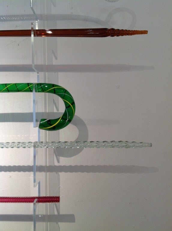 Vintage Glass Cane Collection With Lucite Wall Display at 1stDibs ...