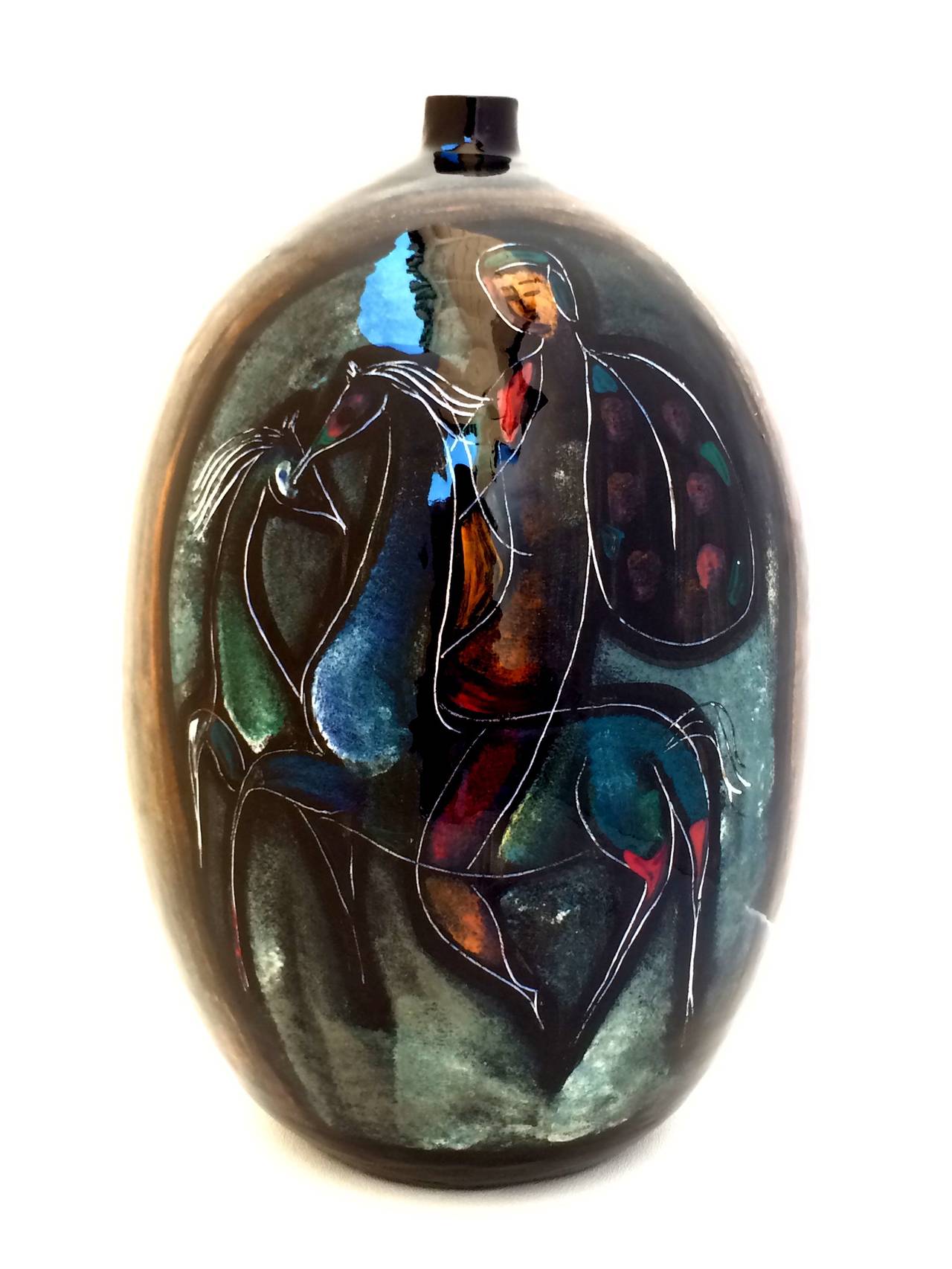 Large Ceramic Glazed Vase by Polia Pillin at 1stDibs