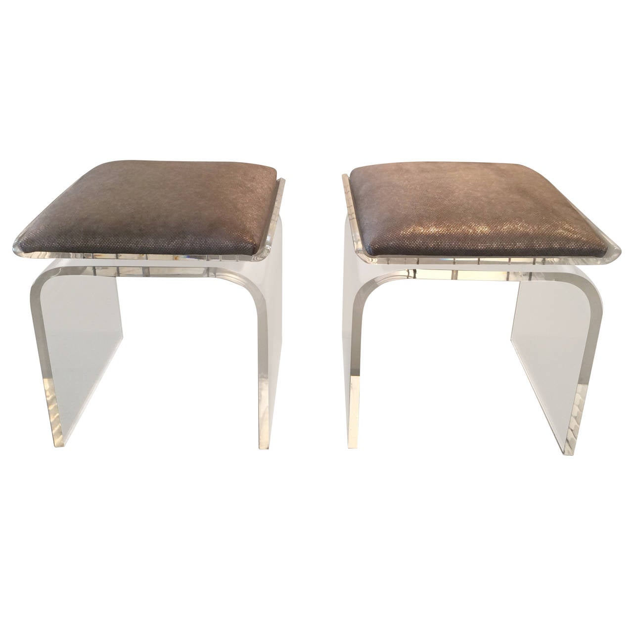 Pair of Swivel Top Acrylic "Waterfall" Stools by Charles Hollis Jones ...