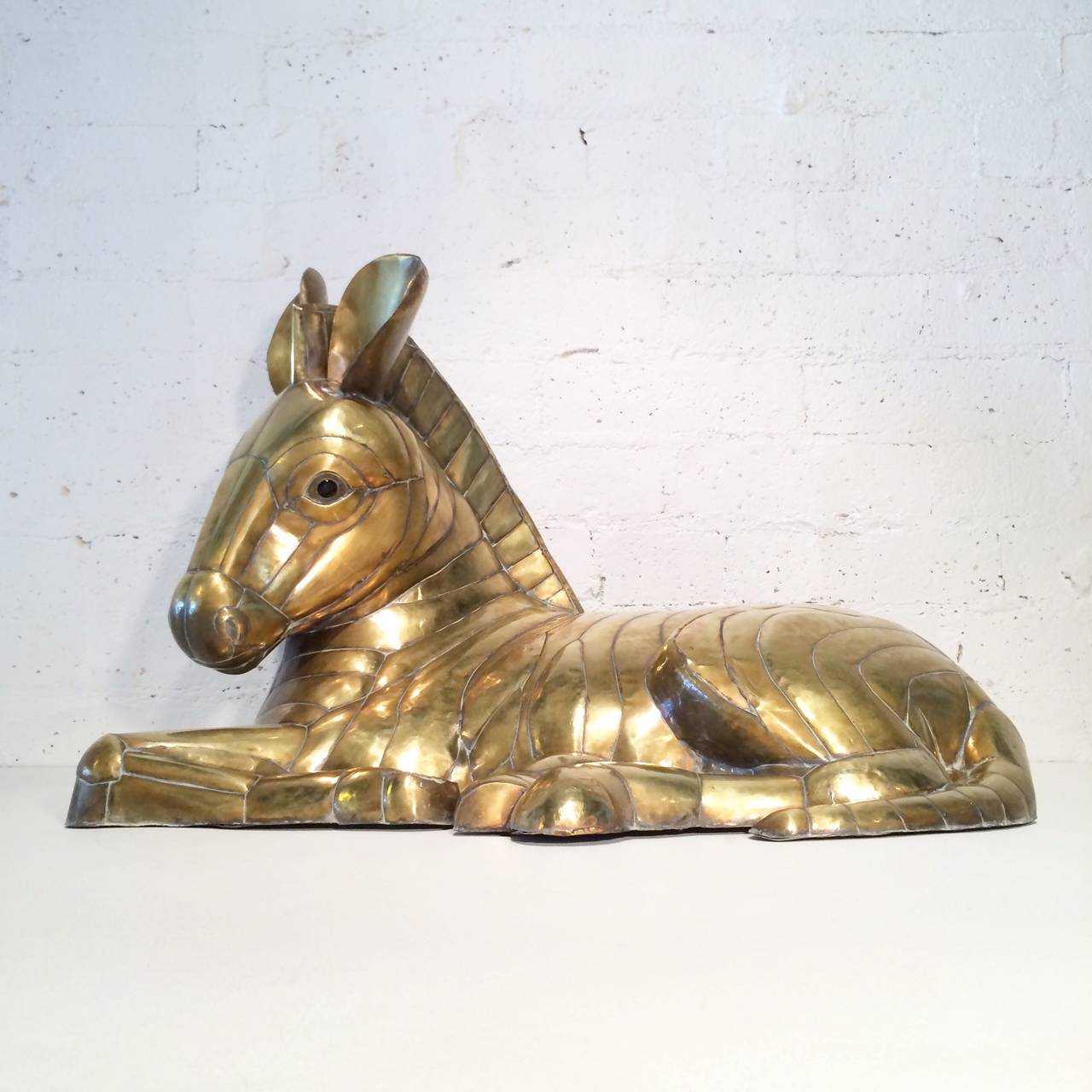 Brass Zebra Sculpture by Sergio Bustamante at 1stDibs