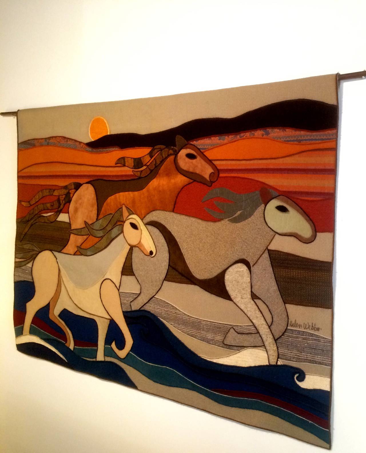 Brilliant Tapestry "Wild Horses" by Helen Webber at 1stDibs | helen ...