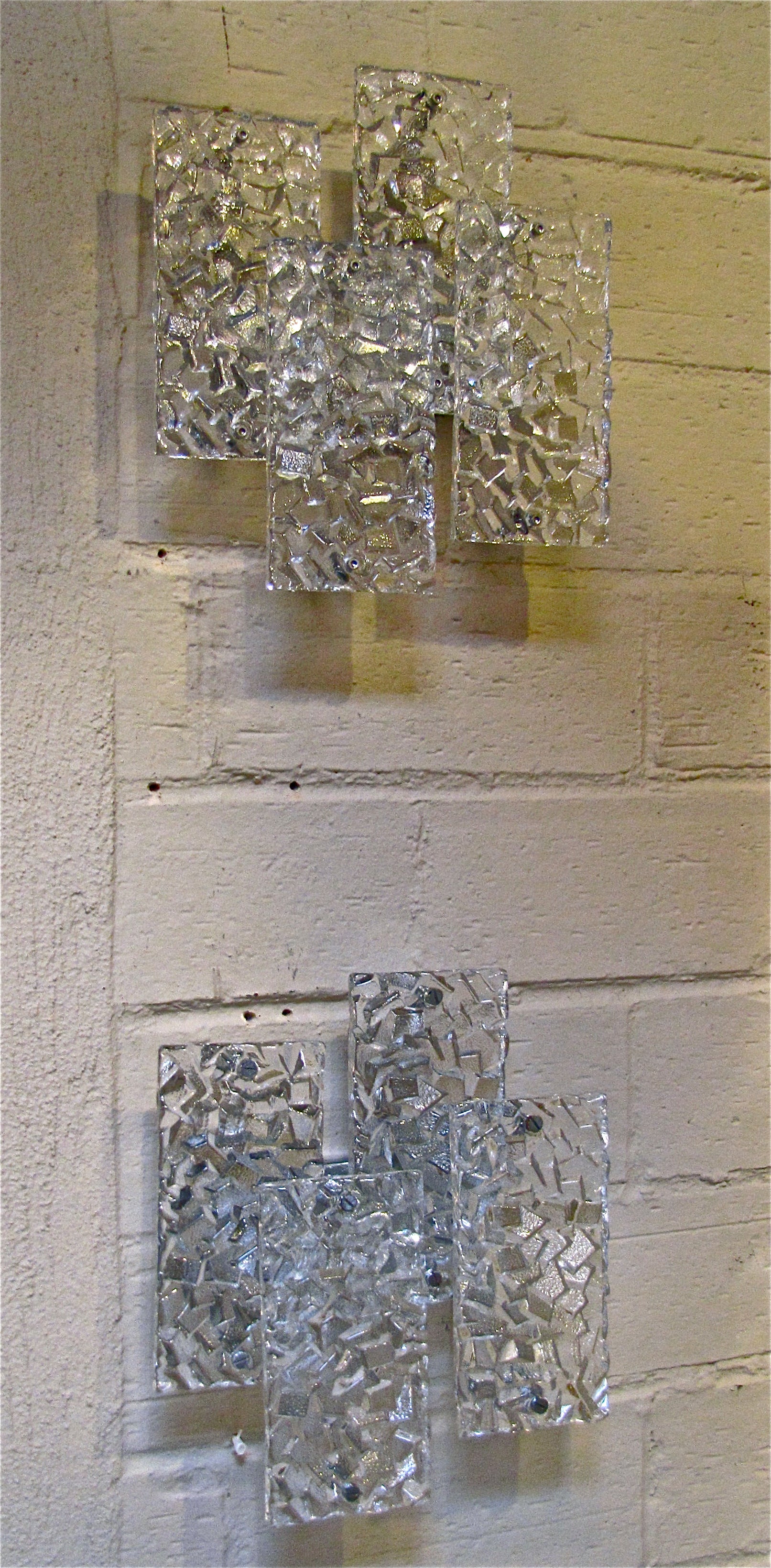 Pair Kalmar Textured Glass Panel Wall Light Sconces at 1stDibs
