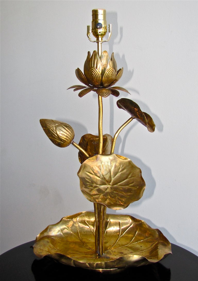 Rare Brass Lotus Blossom Table Lamp at 1stDibs | lotus flower lamp ...