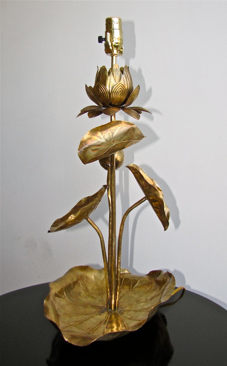Rare Brass Lotus Blossom Table Lamp at 1stDibs | lotus flower lamp ...