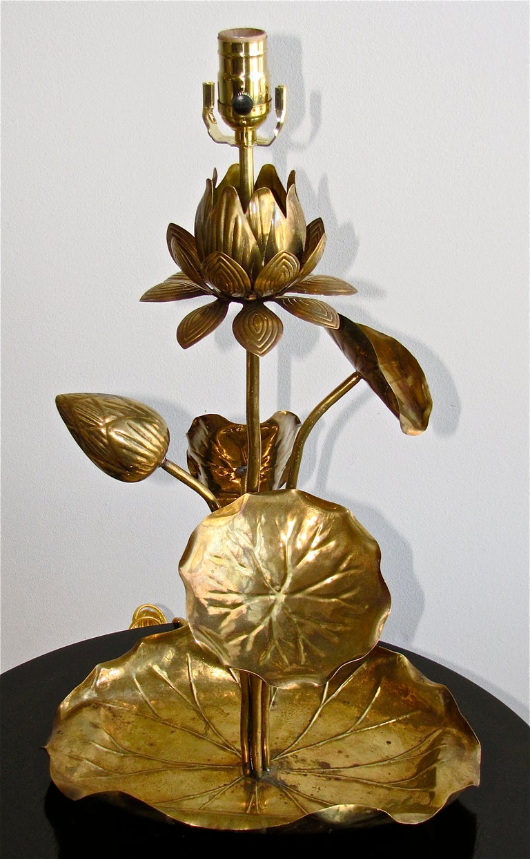 Rare Brass Lotus Blossom Table Lamp at 1stDibs | lotus flower lamp ...