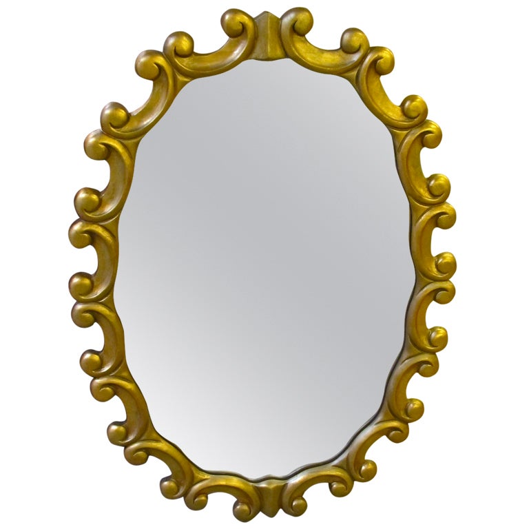 Whimsical Gilt Wood Carved Wall Mirror at 1stDibs