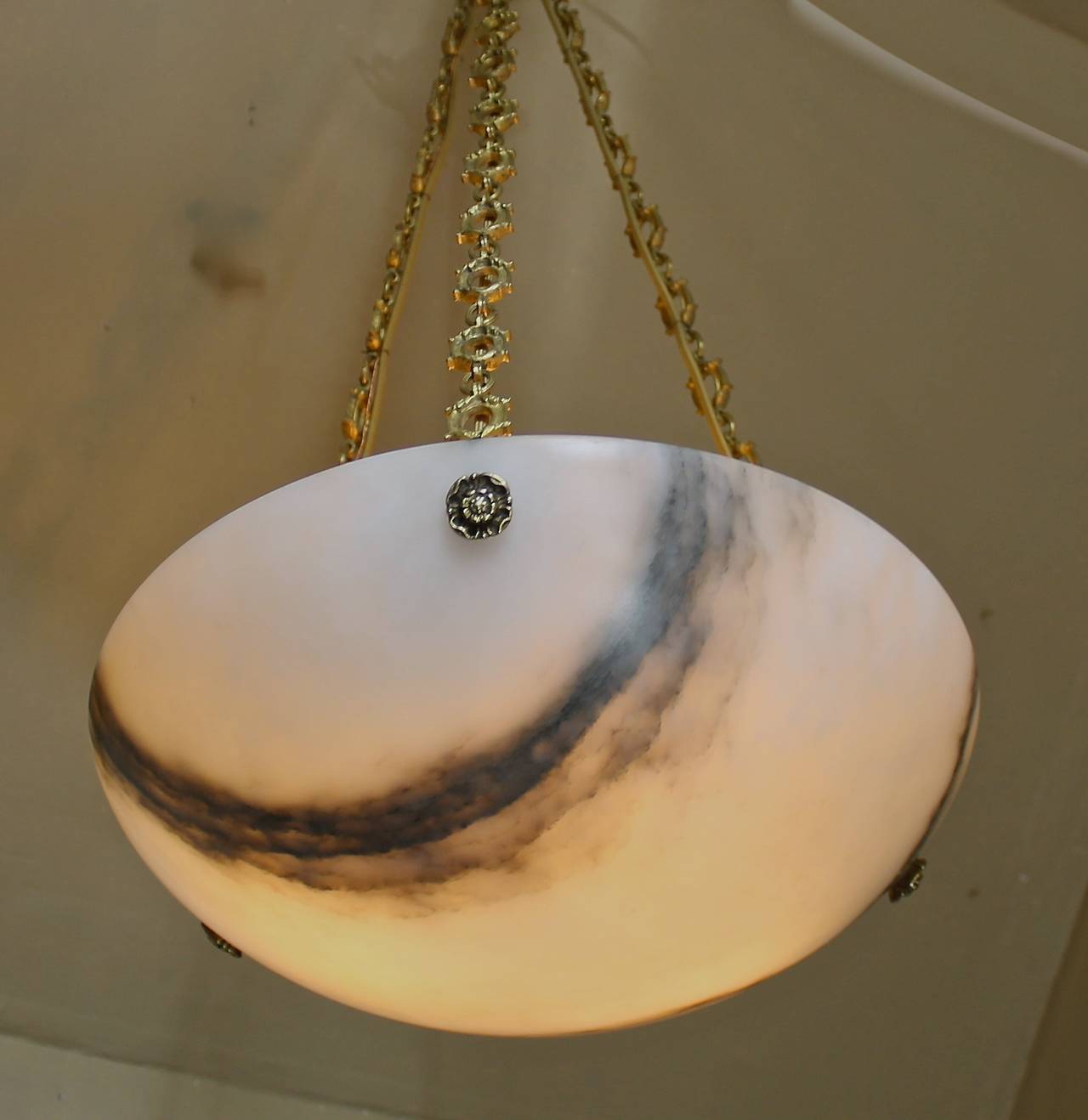 French Alabaster Ceiling Pendant Light at 1stDibs