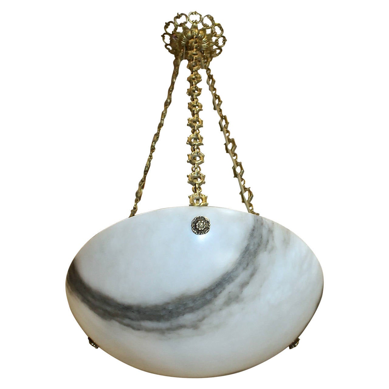 French Alabaster Ceiling Pendant Light at 1stDibs