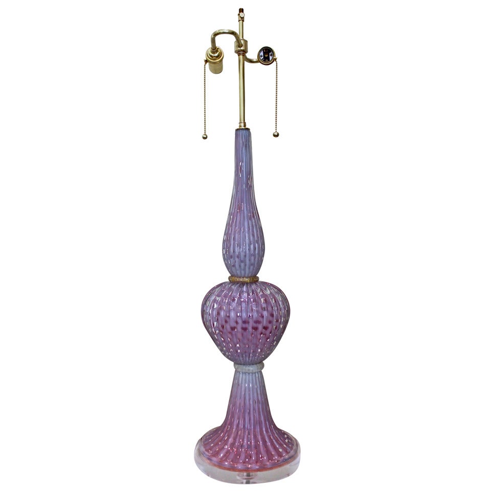 Tall Murano Opalescent Fushia Controlled Bubble Table Lamp at 1stDibs