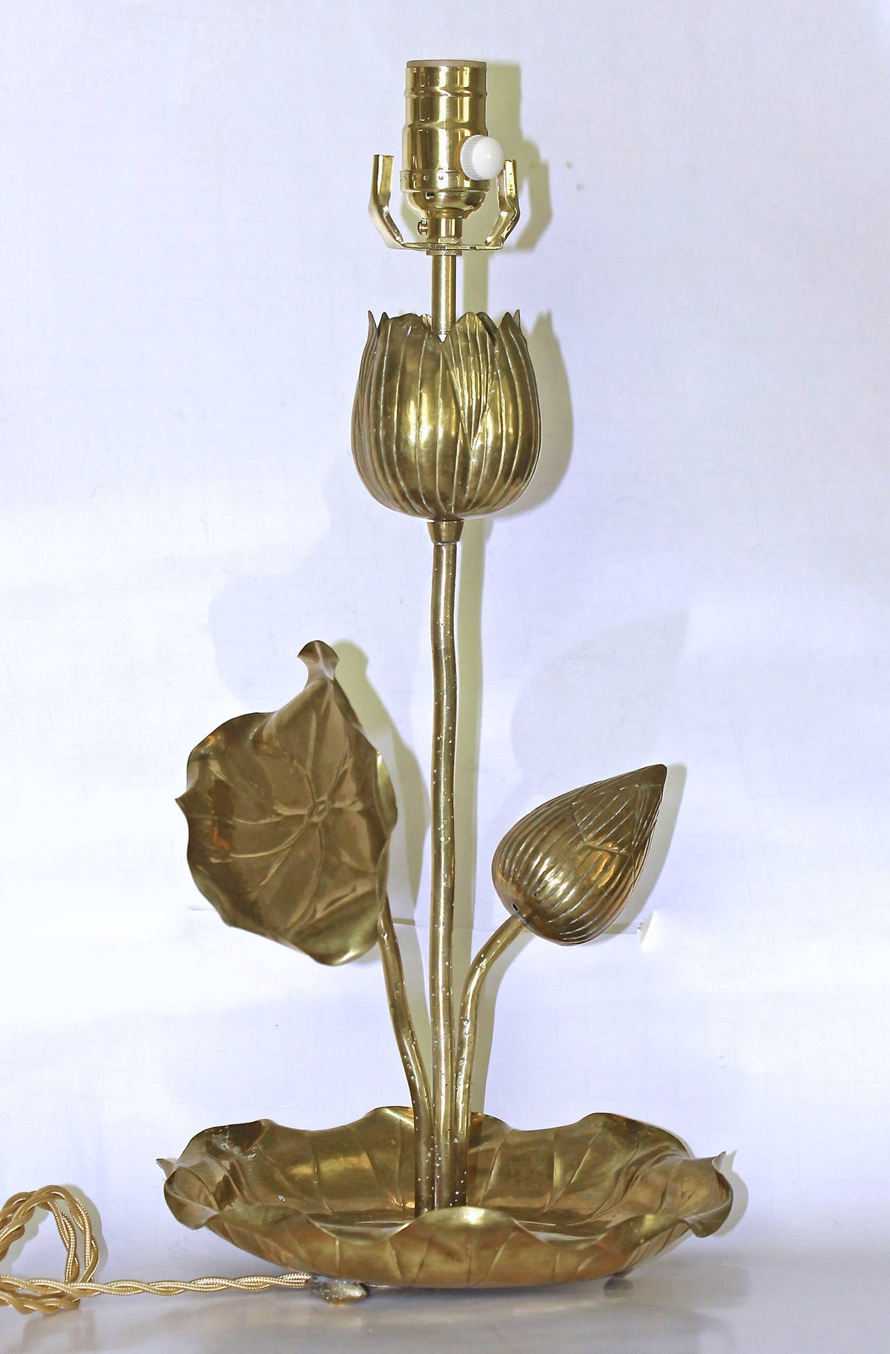 Brass Lotus Blossom Table Lamp For Sale at 1stdibs