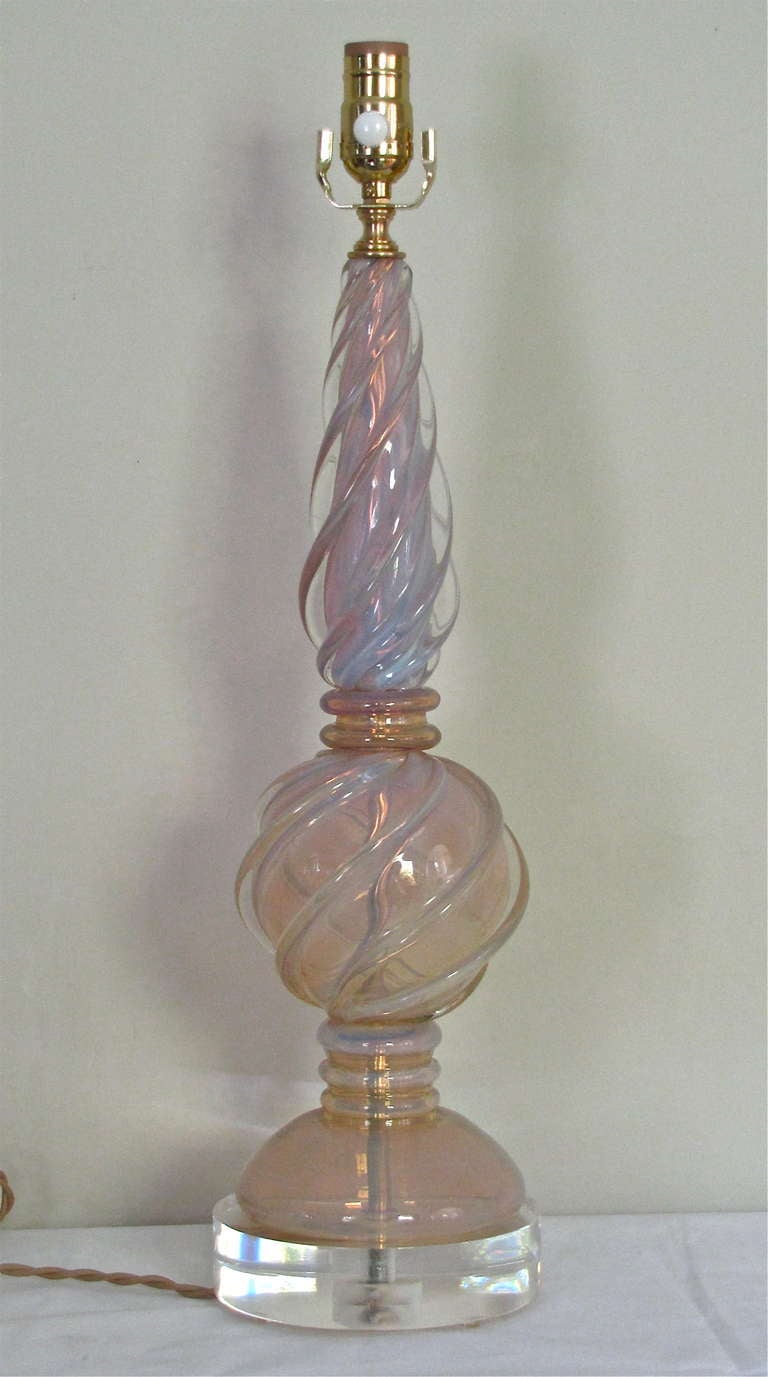 Italian Murano Opalescent Glass Table Lamp at 1stDibs
