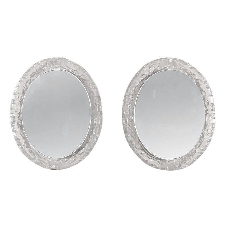 Pair Kalmar Oval Illuminated Molded Acrylic Mirrors at 1stDibs