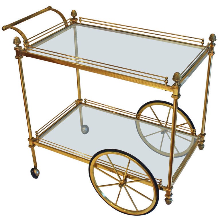 Large Neoclassic Italian Brass Bar Tea Cart at 1stDibs