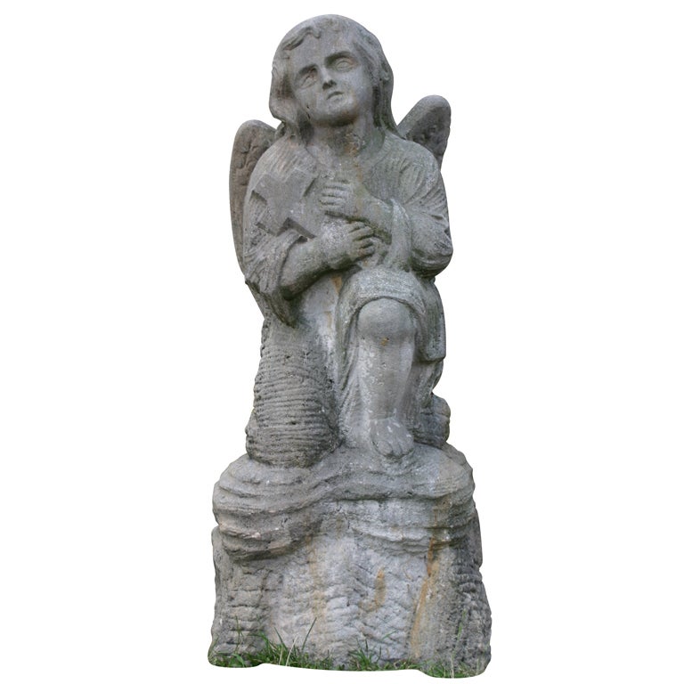 Antique Carved Stone Angel For Sale at 1stDibs