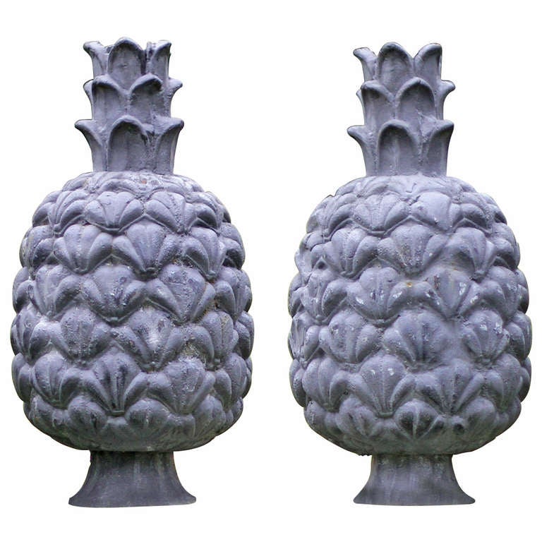 Vintage Pineapple Finial Pair For Sale at 1stDibs