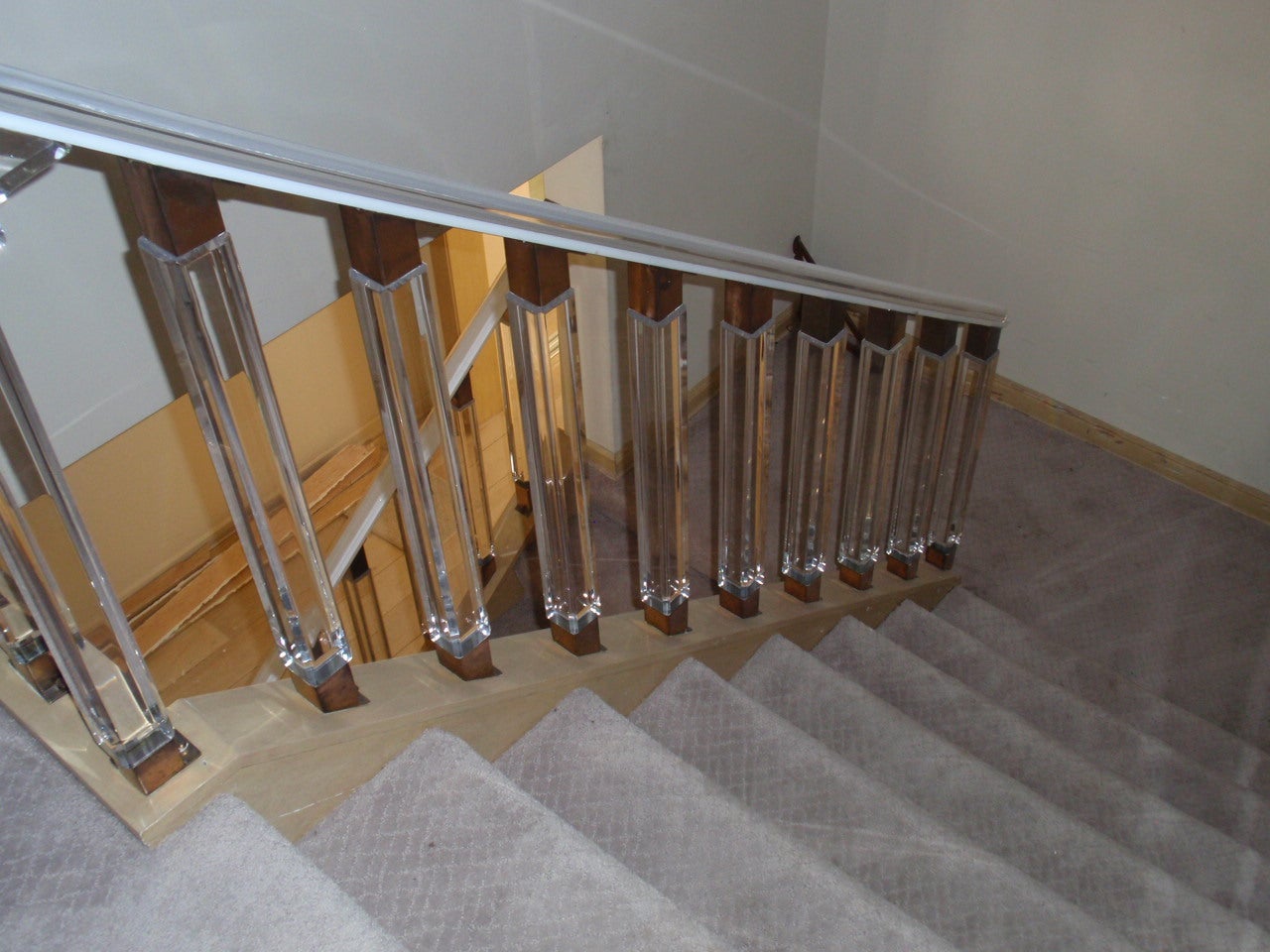 Lucite and Brass Bannister Railing at 1stDibs | lucite handrail, lucite ...
