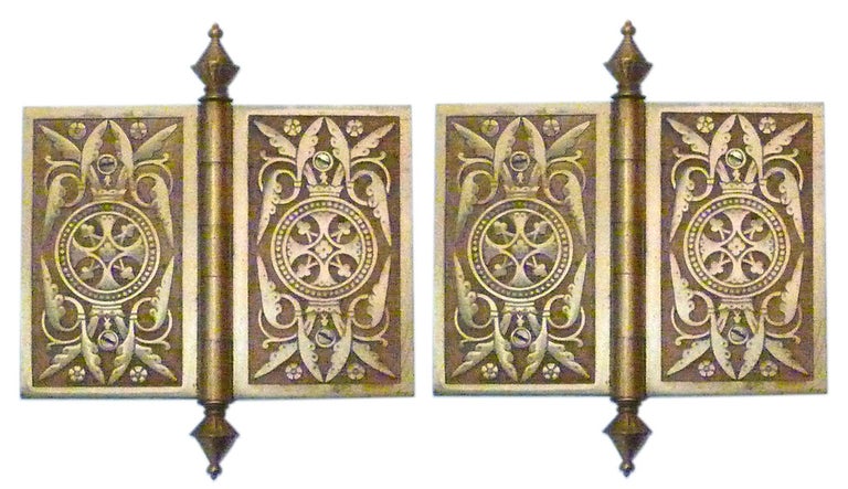 Pair of Solid Brass Victorian Hinges For Sale at 1stDibs