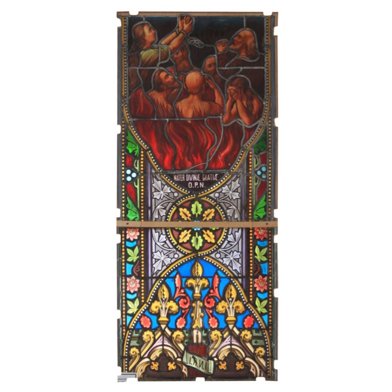 Stained Glass Window of Sinners For Sale at 1stDibs