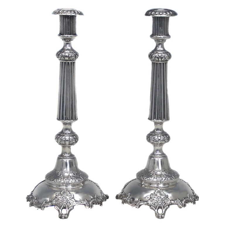 Pair of Tall Russian Silver Candlesticks at 1stDibs