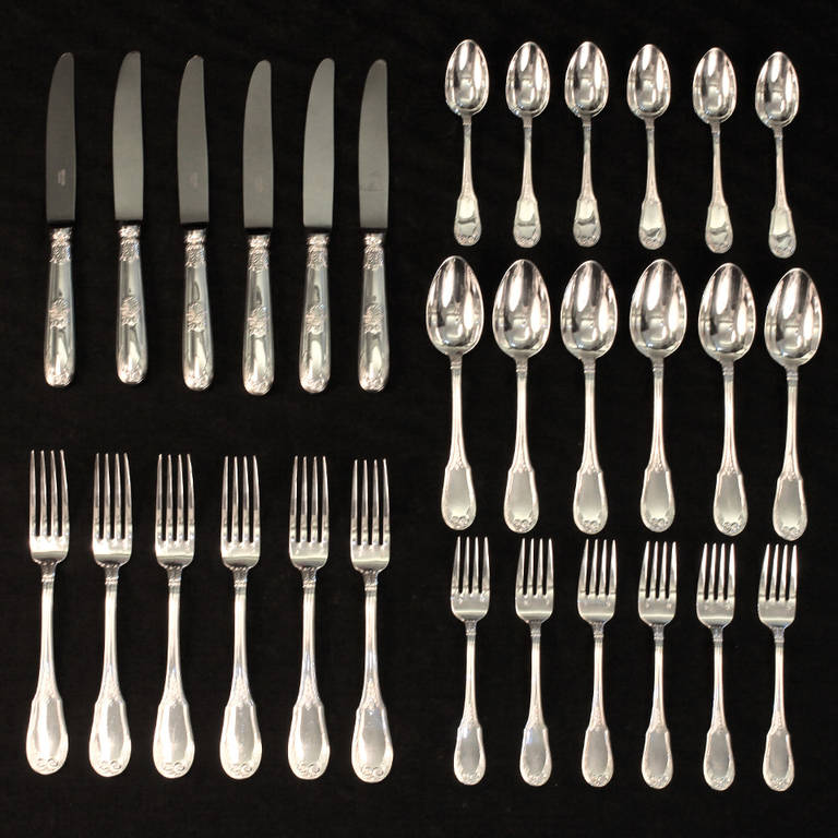 Elegant Sterling Flatware Set for 6 by Ercuis of Paris in Empire ...