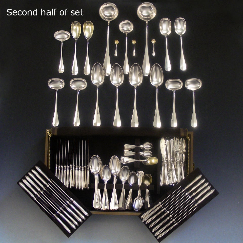 Massive Antique Silver Flatware Set for 24, Austrian, 376 Pieces at ...
