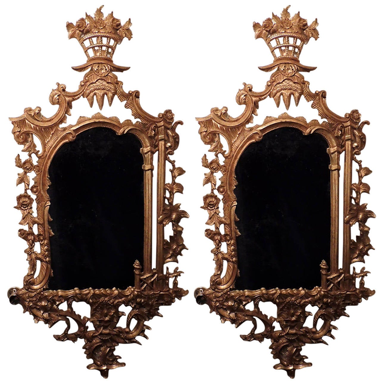 Outstanding Pair Of Ornate French Giltwood Delicately Carved Crown Top ...