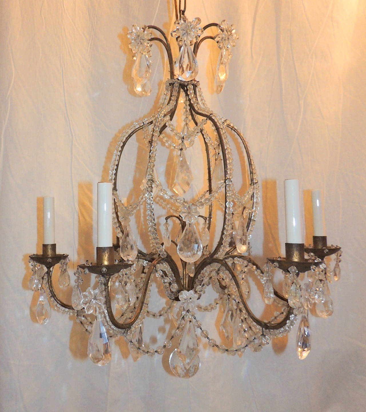 Elegant Baguès Beaded Italian Entire Rock Crystal Rosette Prisms ...