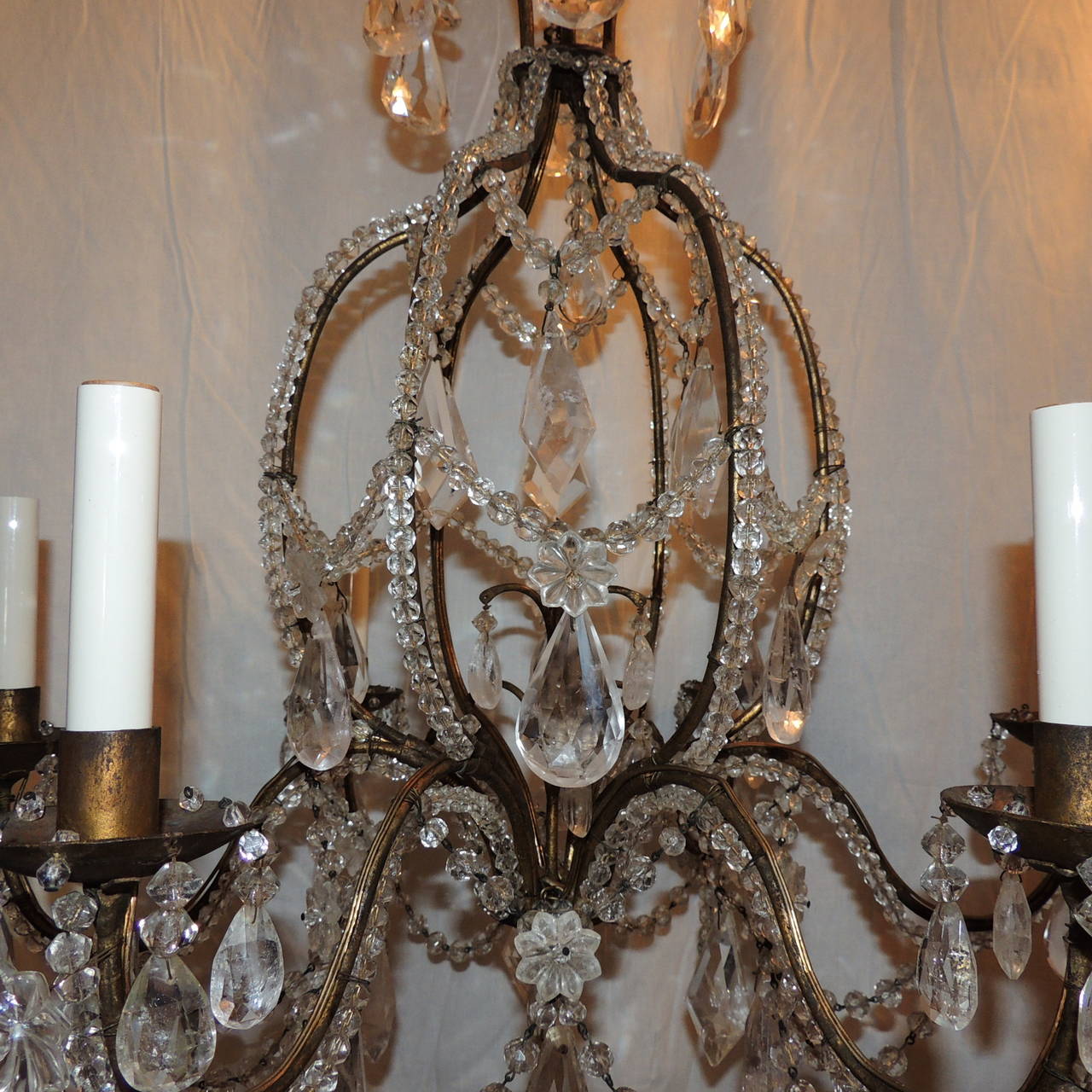 Elegant Baguès Beaded Italian Entire Rock Crystal Rosette Prisms ...